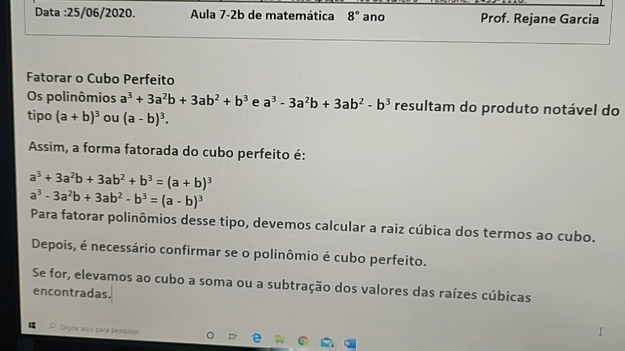 Fatoração do cubo perfeito --8°ano - YouTube