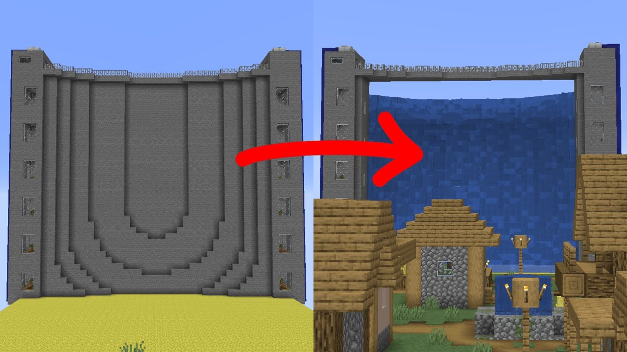 Minecraft realistic water vs village - YouTube