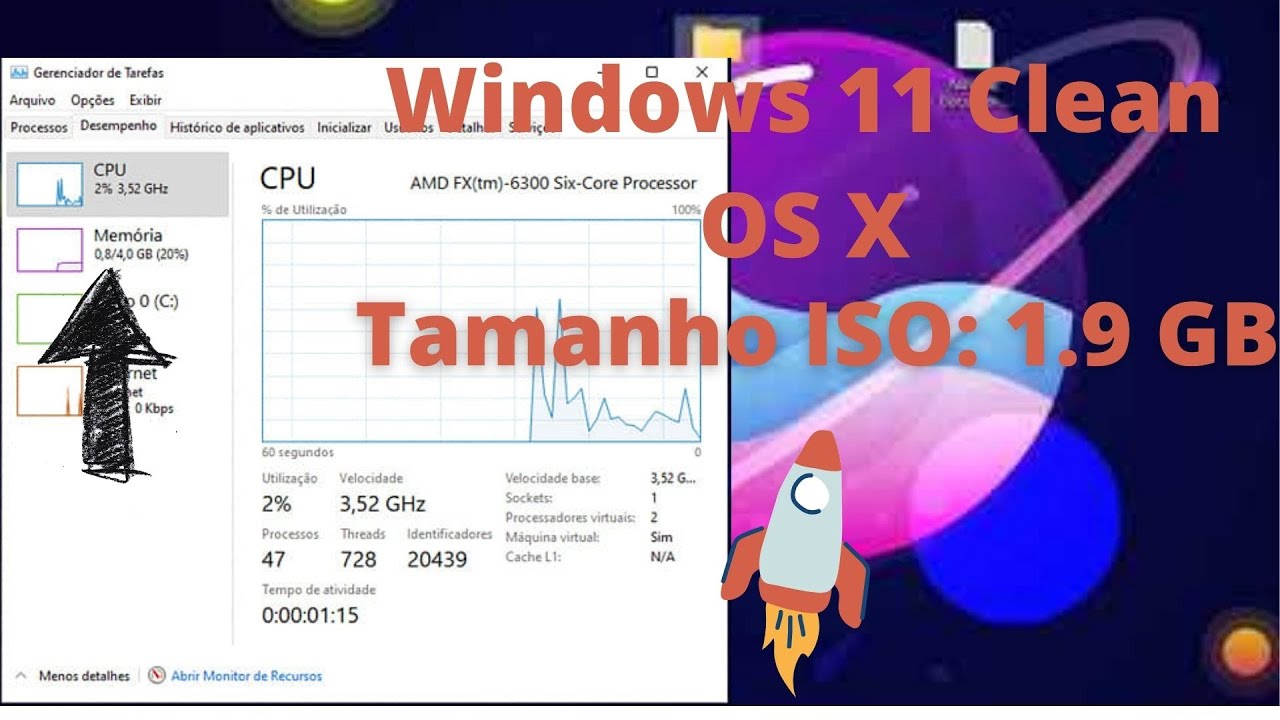 Windows 11 Clean OS X build 22000.120 |Usa menos de 2Gb de ram ( teste ...
