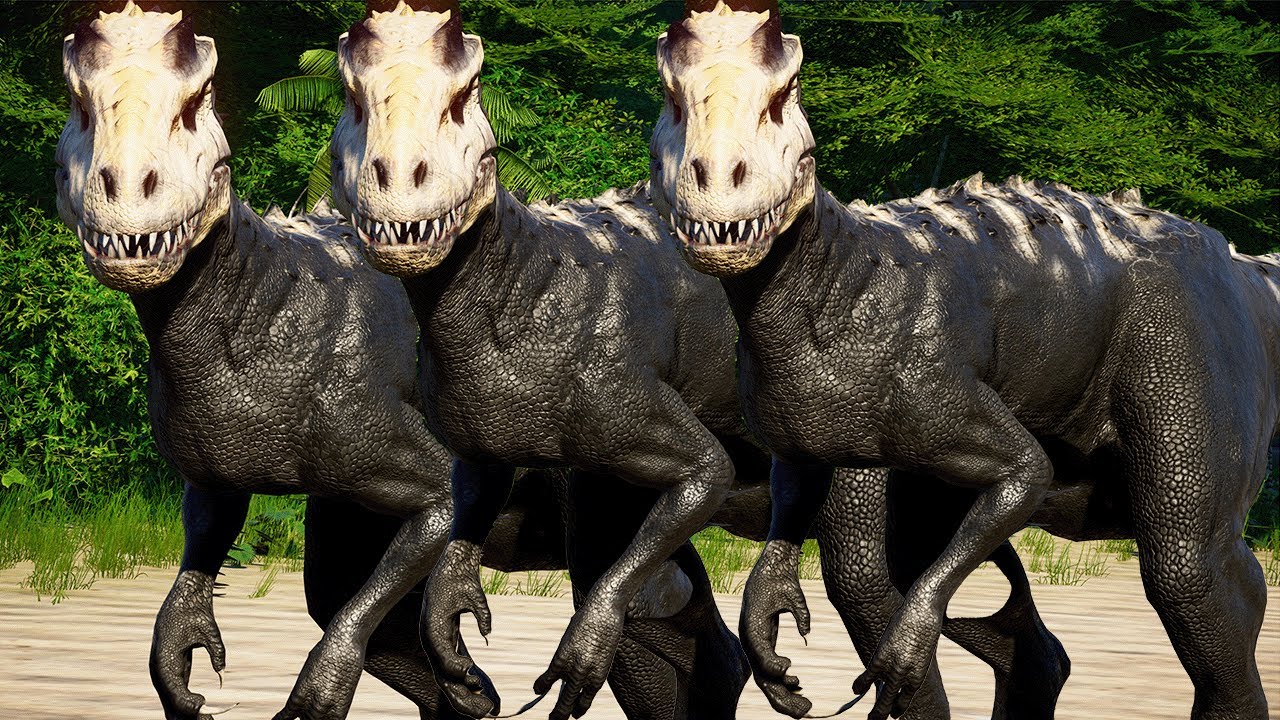 SKULL INDOMINUS REX and DEMON SPINOSAURUS vs RED KING T Rex Fight on ...