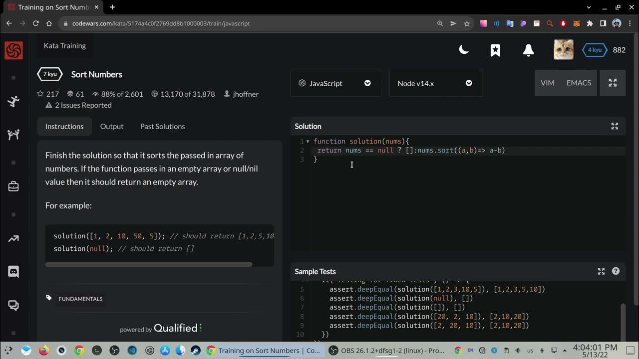 Codewars Sort Numbers Youtube