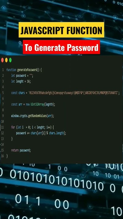 How To Generate Password Using Javascript Coding Programming 