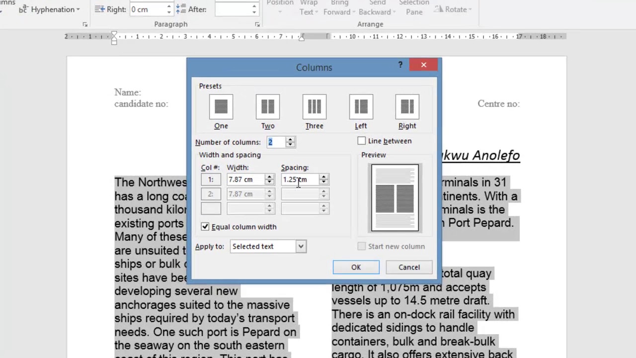 Insert columns in Ms Word-Microsoft word - YouTube