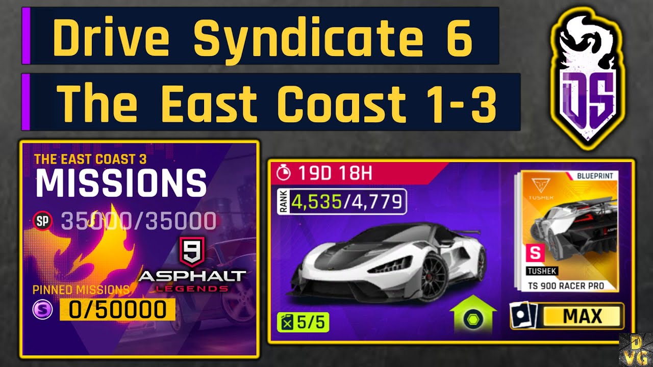 Asphalt 9 | Drive Syndicate 6 - The East Coast 1-3 | All Missions - YouTube