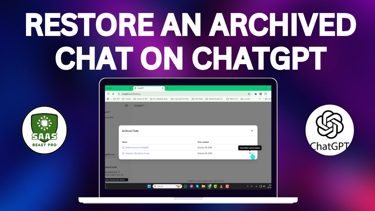 How to Restore an Archived Chat on ChatGPT - YouTube