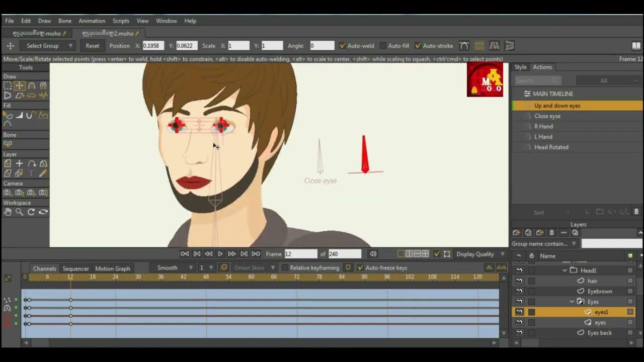 Learn to create the action of character in MOHO pro step by step - YouTube