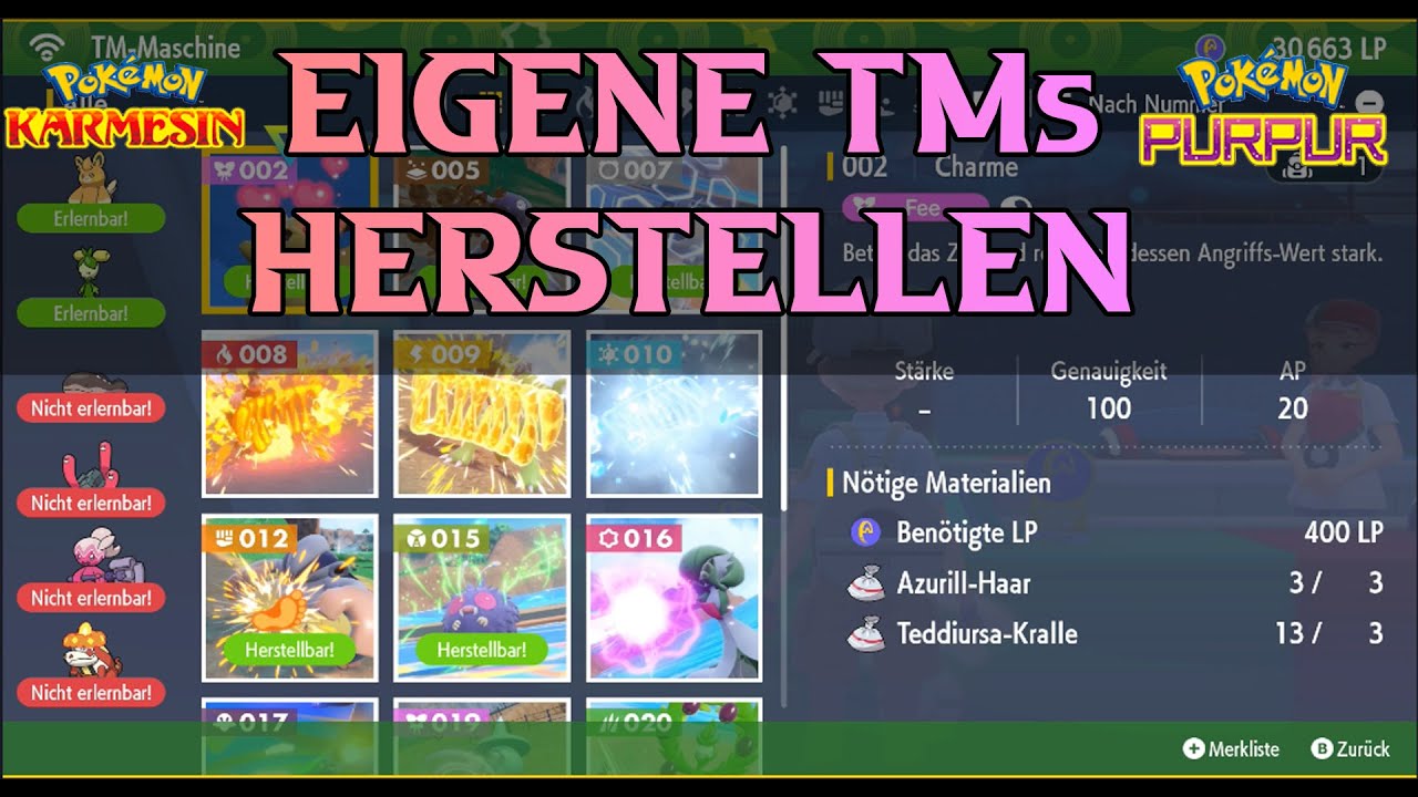 TMs (Attacken) selber Herstellen an der TM Maschine [Guide] | Pokemon ...