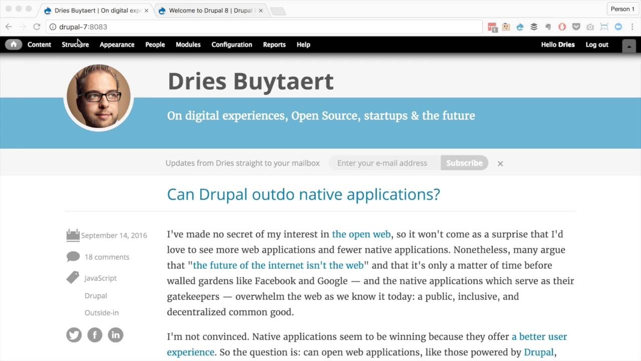 Drupal 8.2 migrate - buytaert.net example - YouTube