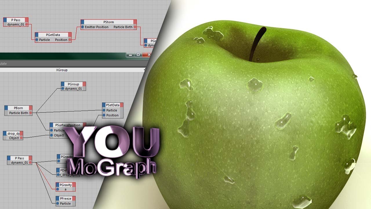 Drops on Apple - Thinking particles in Cinema 4D - Tutorial #12 - Tutorial - YouTube