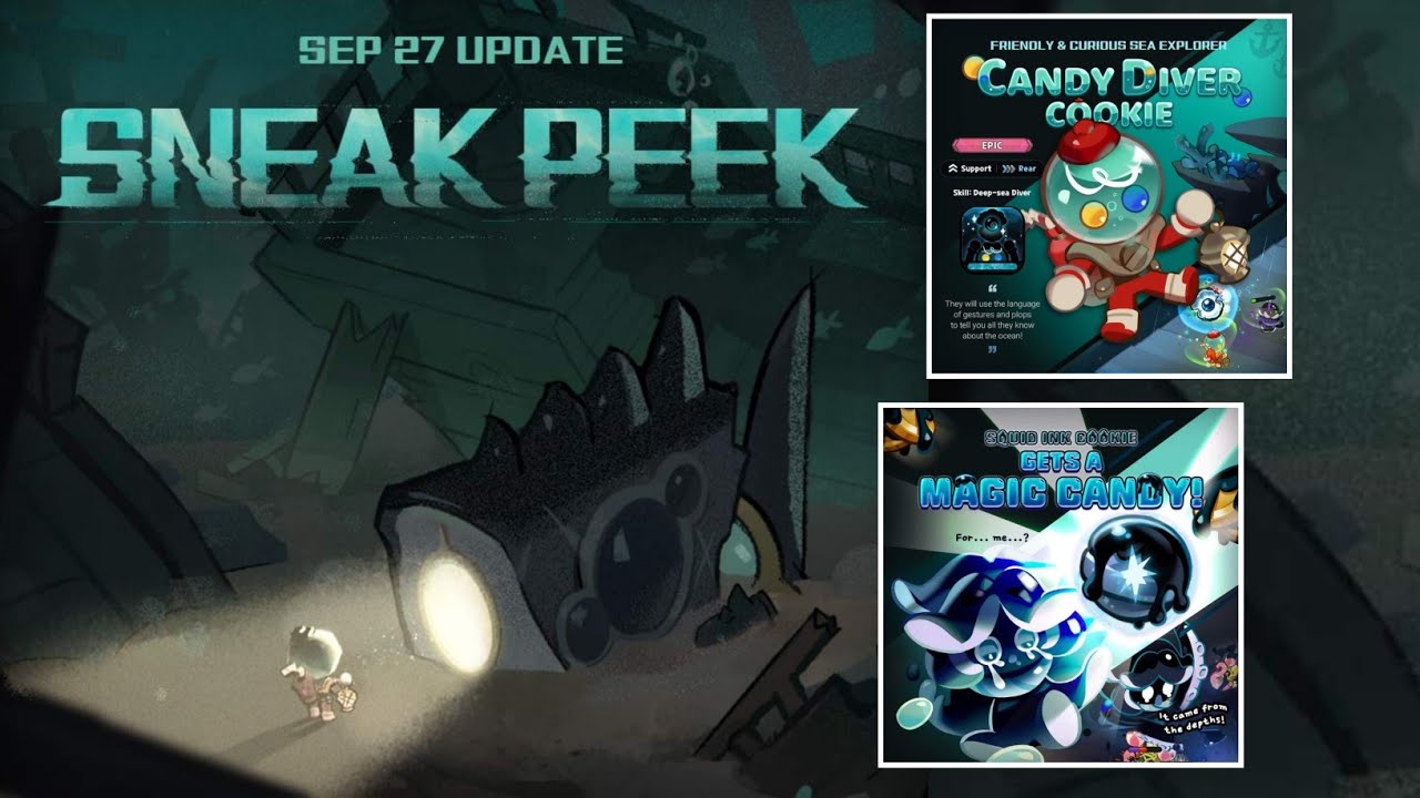 Welcome Candy Diver Cookie And Squid Ink Magic Candy Cookie Run