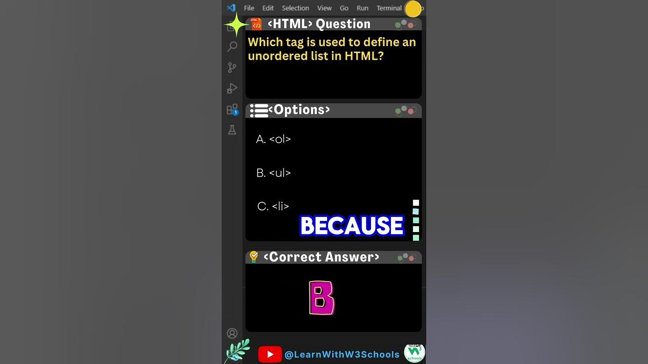 HTML Coding 101: Q2 Tag for Unordered list in HTML? #shorts #html #webdevelopment - YouTube