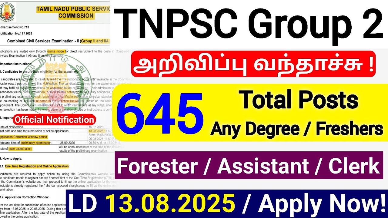 TNPSC Group 2 / 2A Notification 2025 tamil | Eligibility, Syllabus ...