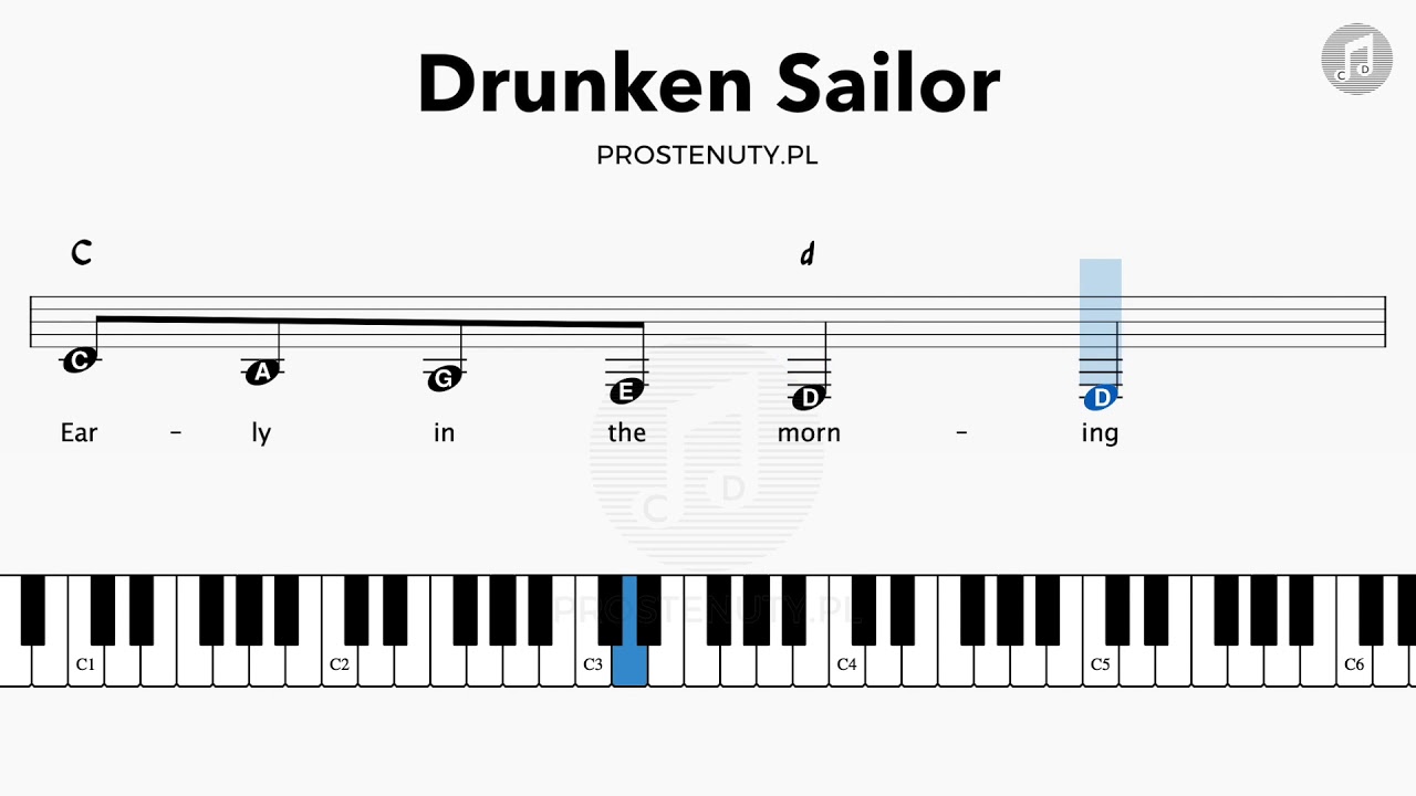Drunken sailor 🎹 easy letter notes for piano 🎹 - YouTube