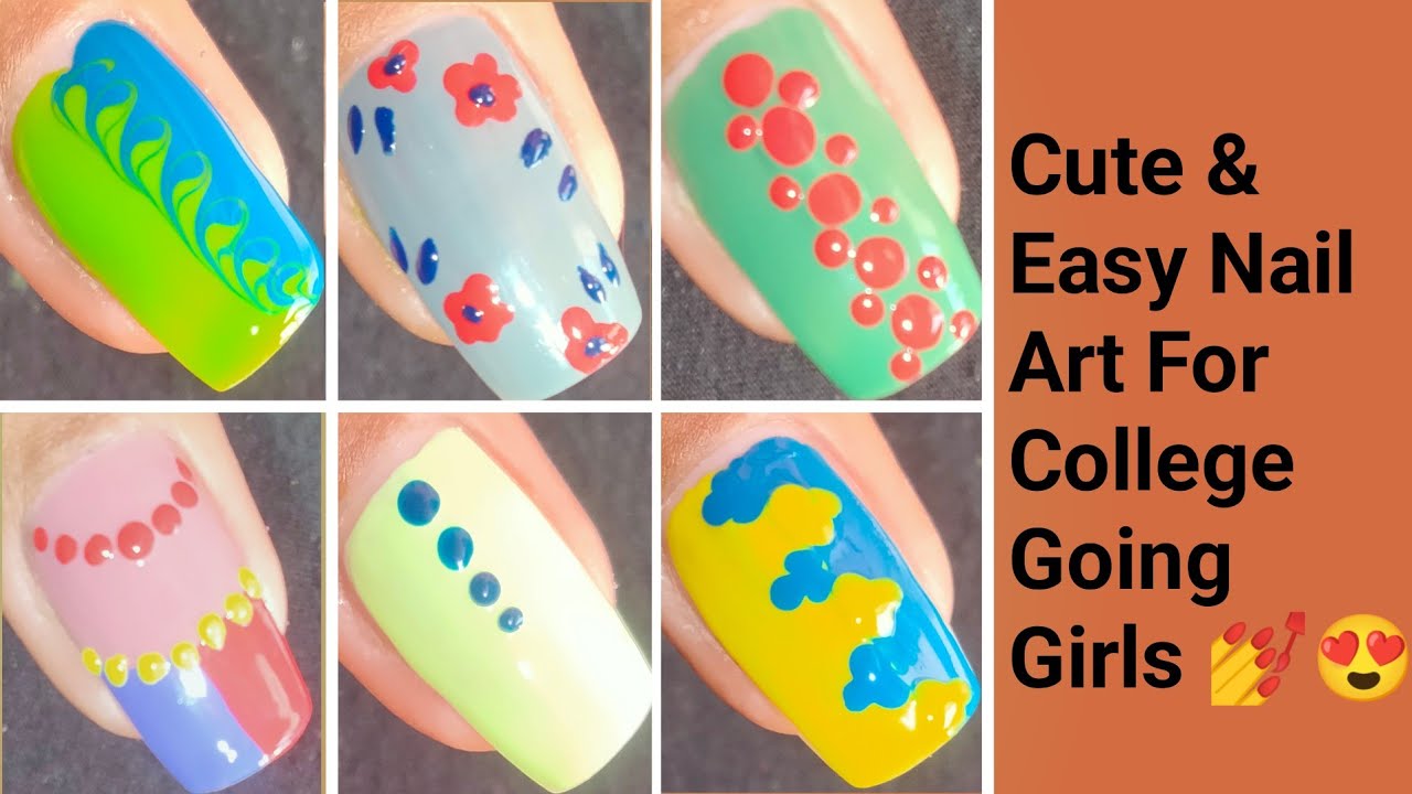 Cute & Easy Nail Art For College Going Girls 💅|| Simple Nail Art For ...