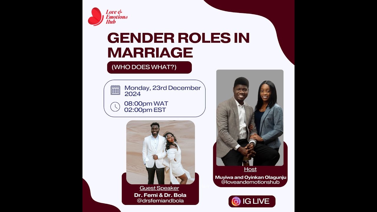 GENDER ROLES IN MARRIAGE//WHO DOES WHAT? WITH DRS FEMI AND BOLA//LOVE ...