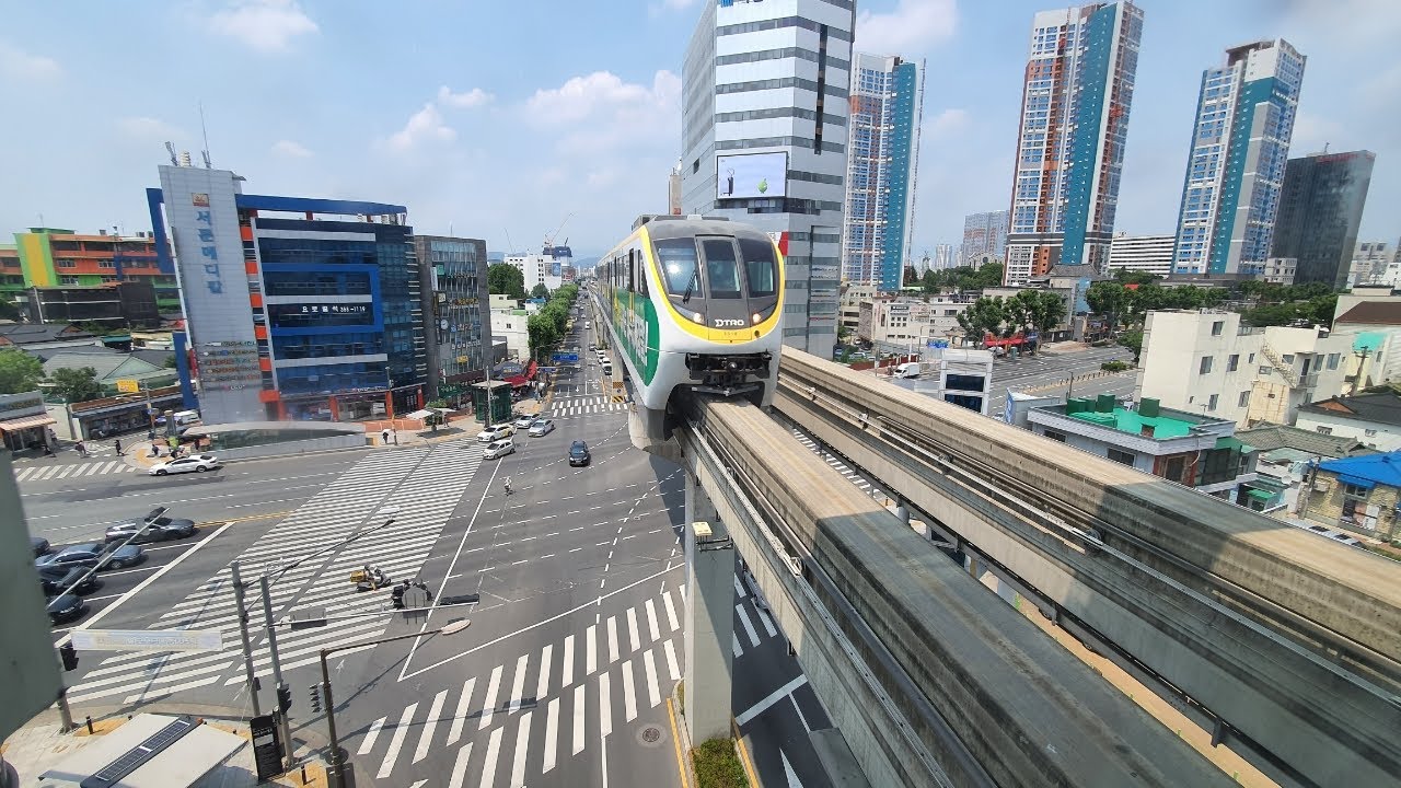 Riding Monorail Daegu Full Track Side 2 대구 도시철도 3호선 - YouTube