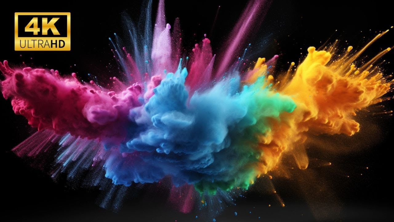 Colorful Powder Explosion! 10 hour 4K Screensaver With Relaxing Music ...
