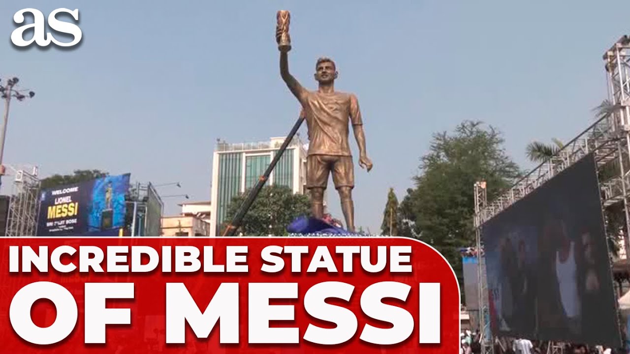 INCREDIBLE MESSI's 70-foot tall STATUE unveiled in India’s Kolkata ...
