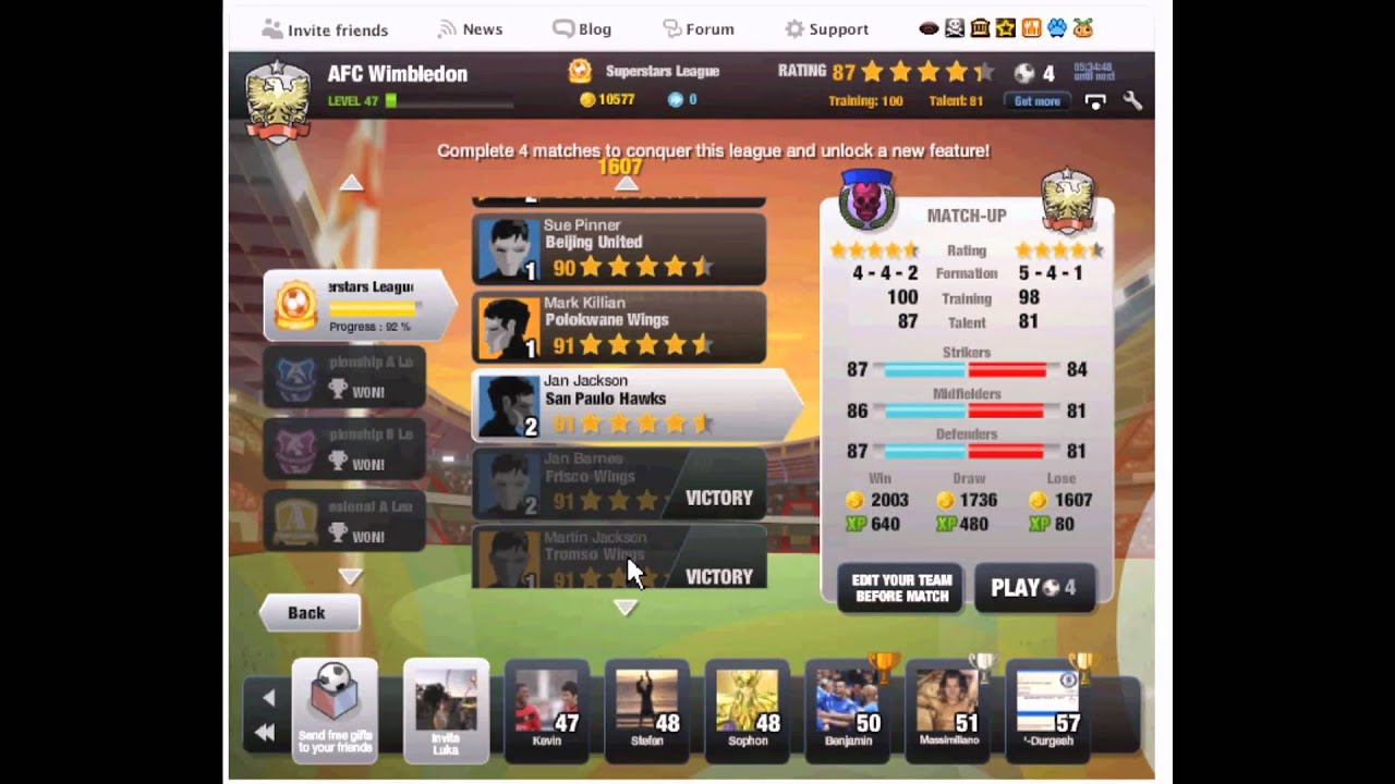 Completing EA FIFA Superstars game on Facebook 2010 - YouTube