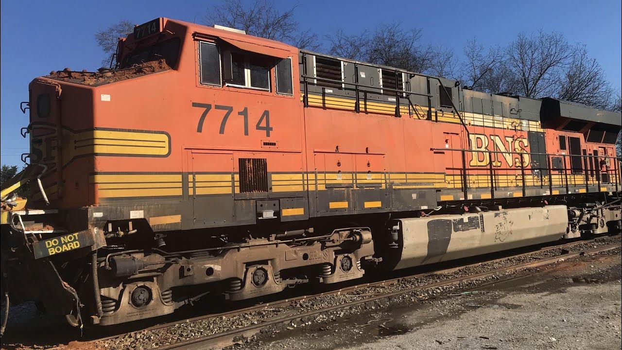Checking out BNSF 7714 And Seeing a northbound pass 7714 - YouTube