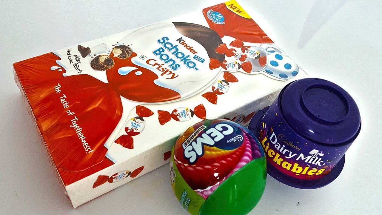 New Kinder Schoko Bons Crispy, Cadbury Dairy Milk Lickables, Gems Ball ...