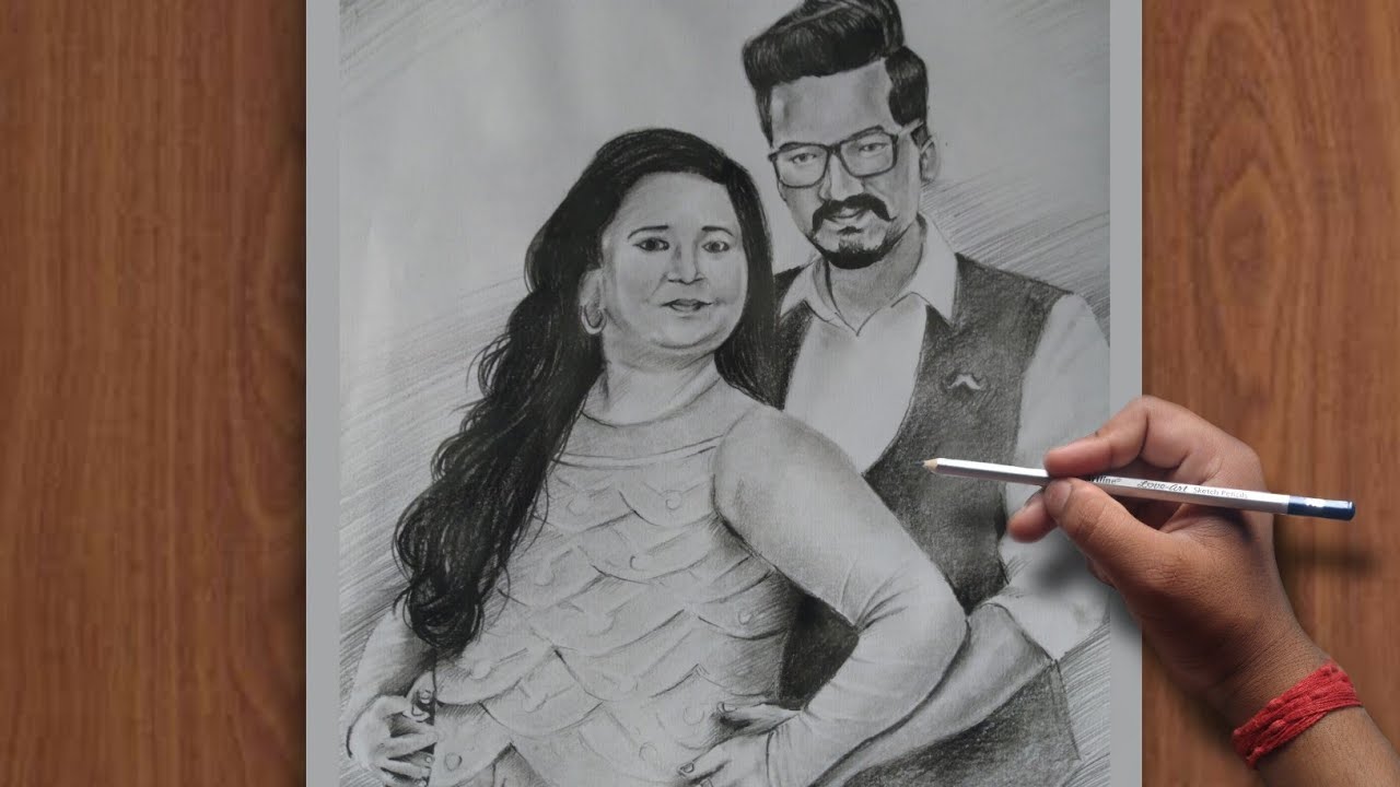 Drawing Varti Sing and her husband Harsh - YouTube