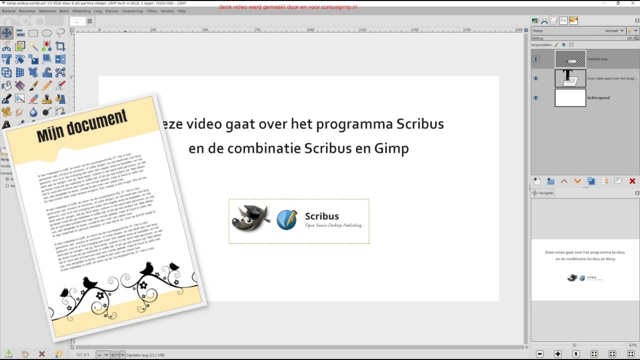 Werken met Scribus in combinatie met Gimp - YouTube