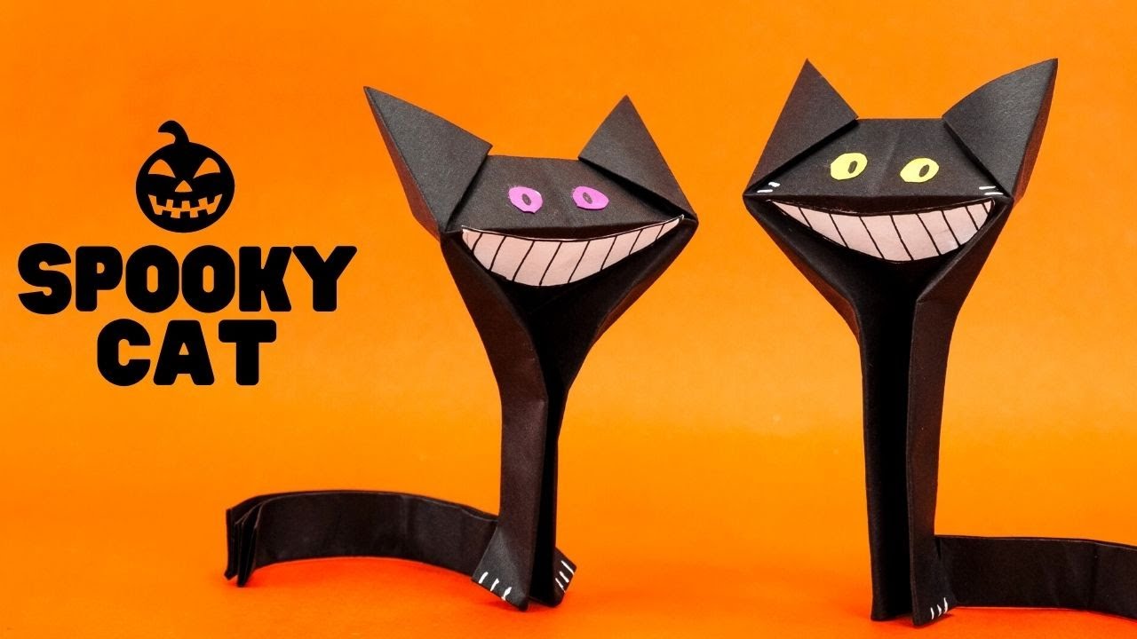 How to make origami CAT [halloween origami, halloween diy] - YouTube