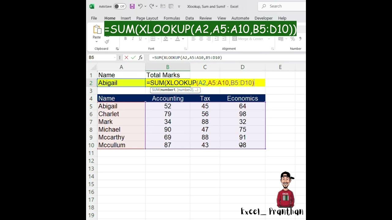 Xlookup with SUM magic #excel #spreadsheetmagic #excelshortcuts #exceltutorial #exceltricks ...