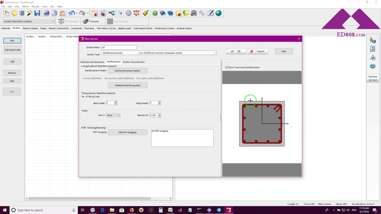 How to easily define reinforcement details in SeismoStruct - YouTube