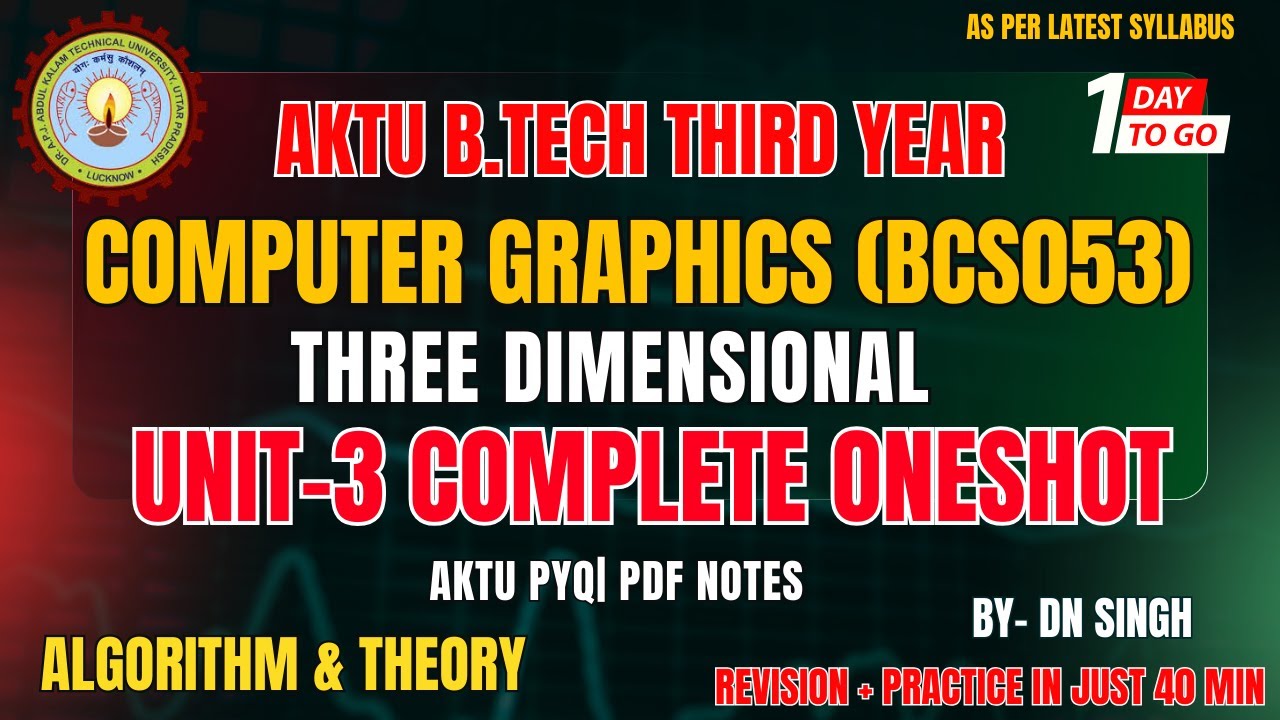 Computer Graphics Unit 3 One Shot AKTU | Three Dimensional| CG One Shot ...