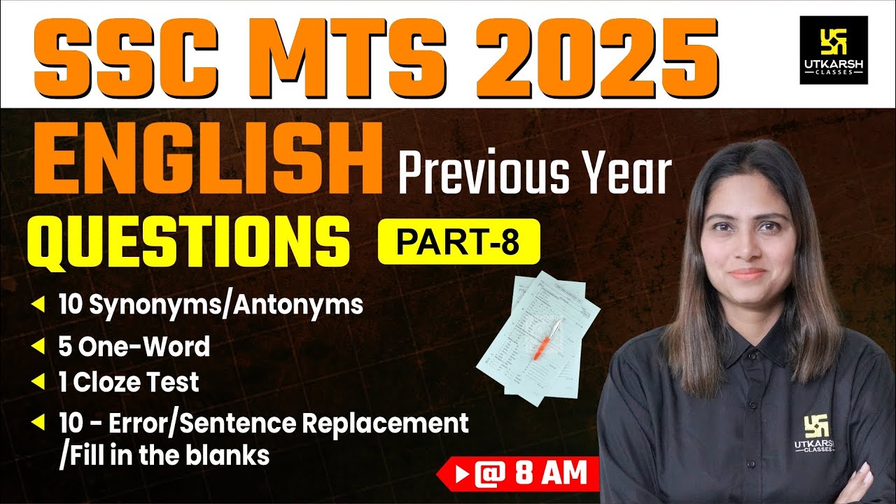 SSC MTS English Classes 2025 | Previous Year Questions Part 8 | MTS ...