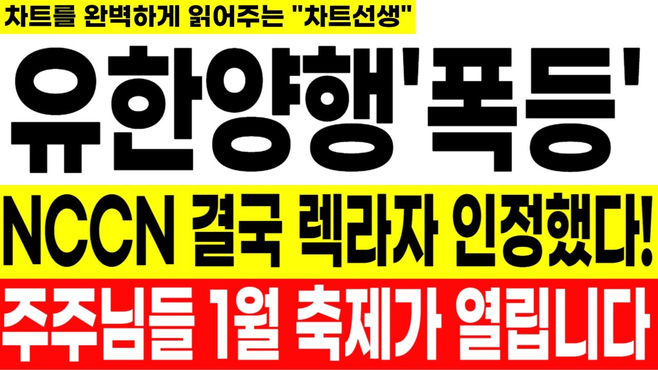 유한양행 주가 전망 긴급 와nccn 드디어 렉라자에 무릎꿇었네요그동안 고생많으셨습니다 1월부터는 호재뉴스