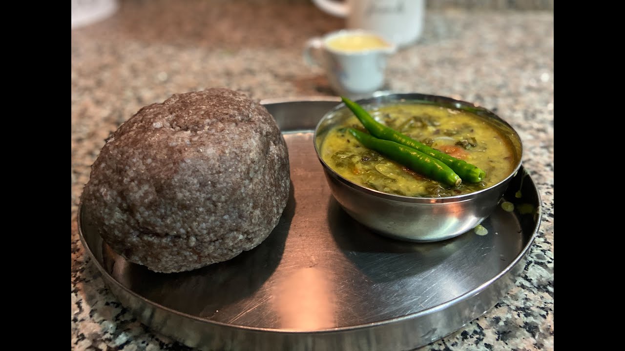 Ragi Sangati (Finger millet balls)and Amaranth leaf dhal in English ...