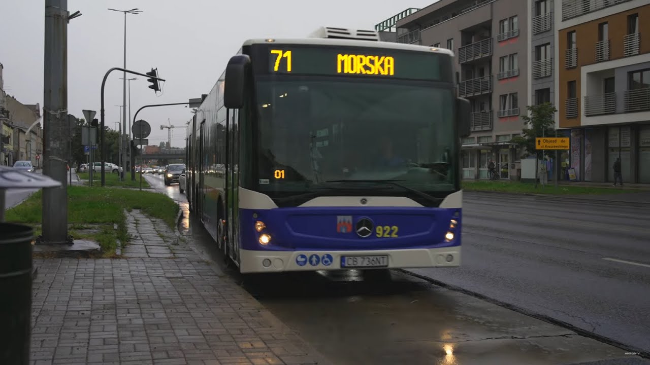 Poland, Bydgoszcz, bus 71 ride from Grunwaldzka - Kanałowa to Garbary ...