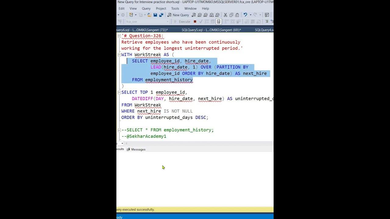 SQL Interview Question 326 | #shorts #ytshorts #youtubeshorts #sql #mysql #interview ...