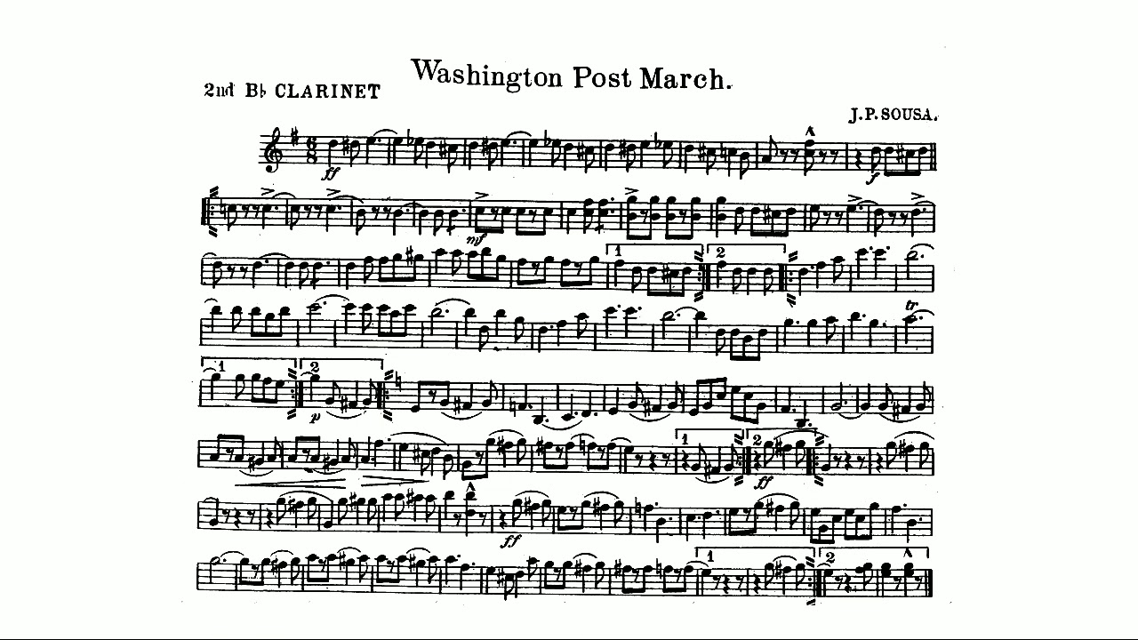 The Washington Post March Sheet music for 3rd B flat Clarinet - John ...