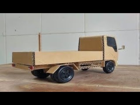 How to make miniature cardboard truck full tutorial - YouTube