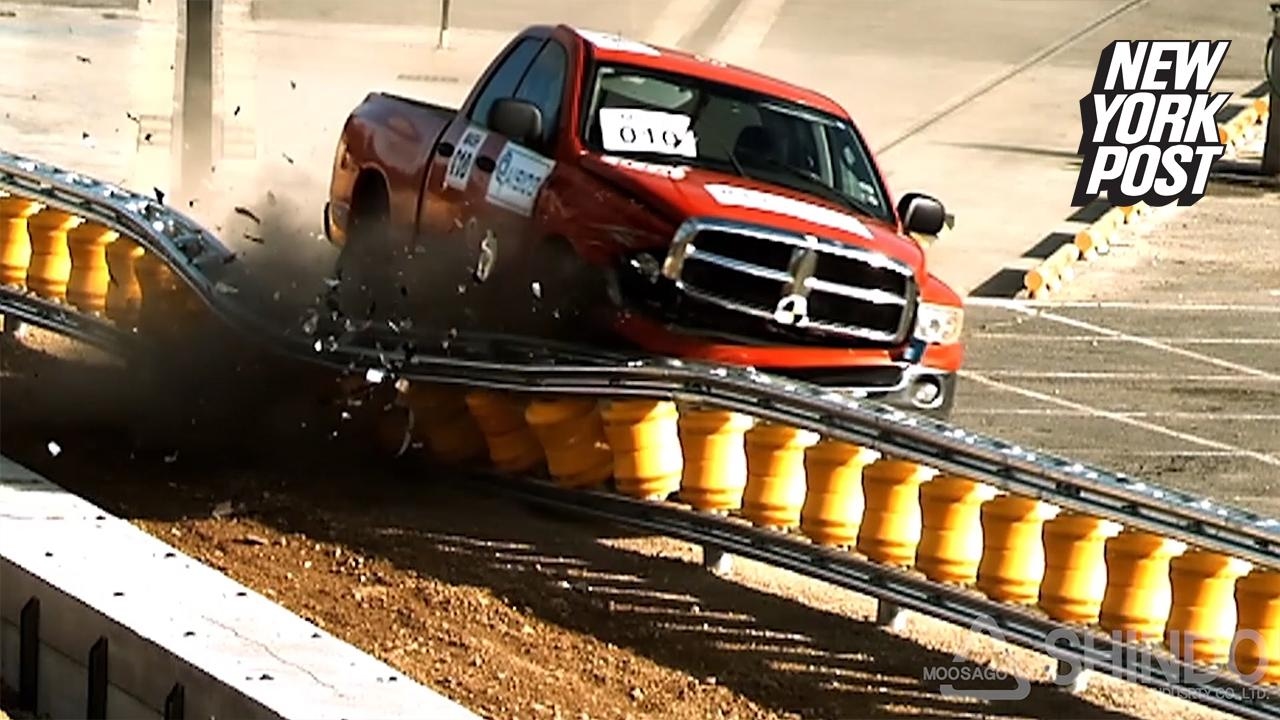 New guardrails are designed to bounce cars back onto the road - YouTube