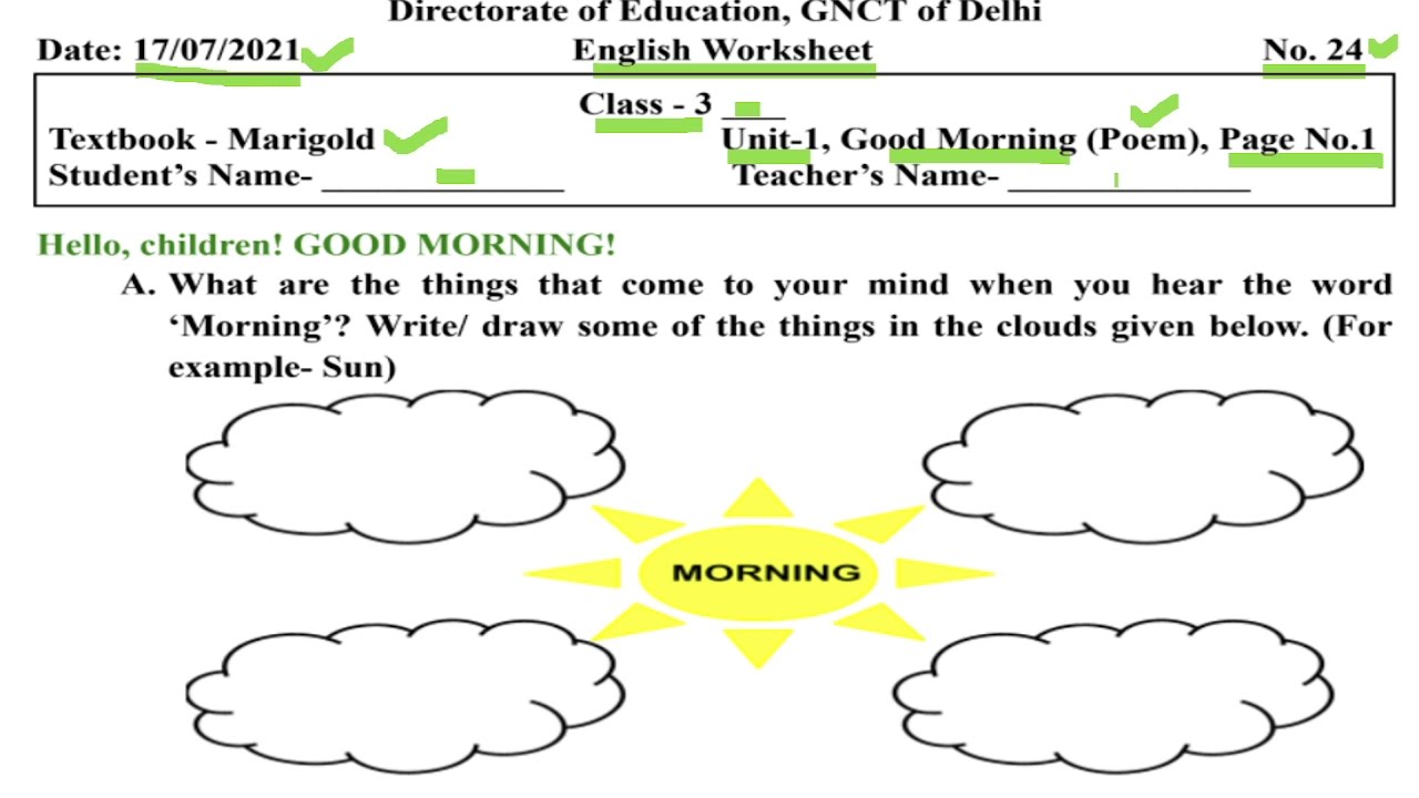 Class 3 Worksheet 24 English Good Morning Poem 17 07 2021 Doe Worksheet 24 Class class-3-worksheet-24-english-good-morning-poem-17-07-2021-doe-worksheet-24-class