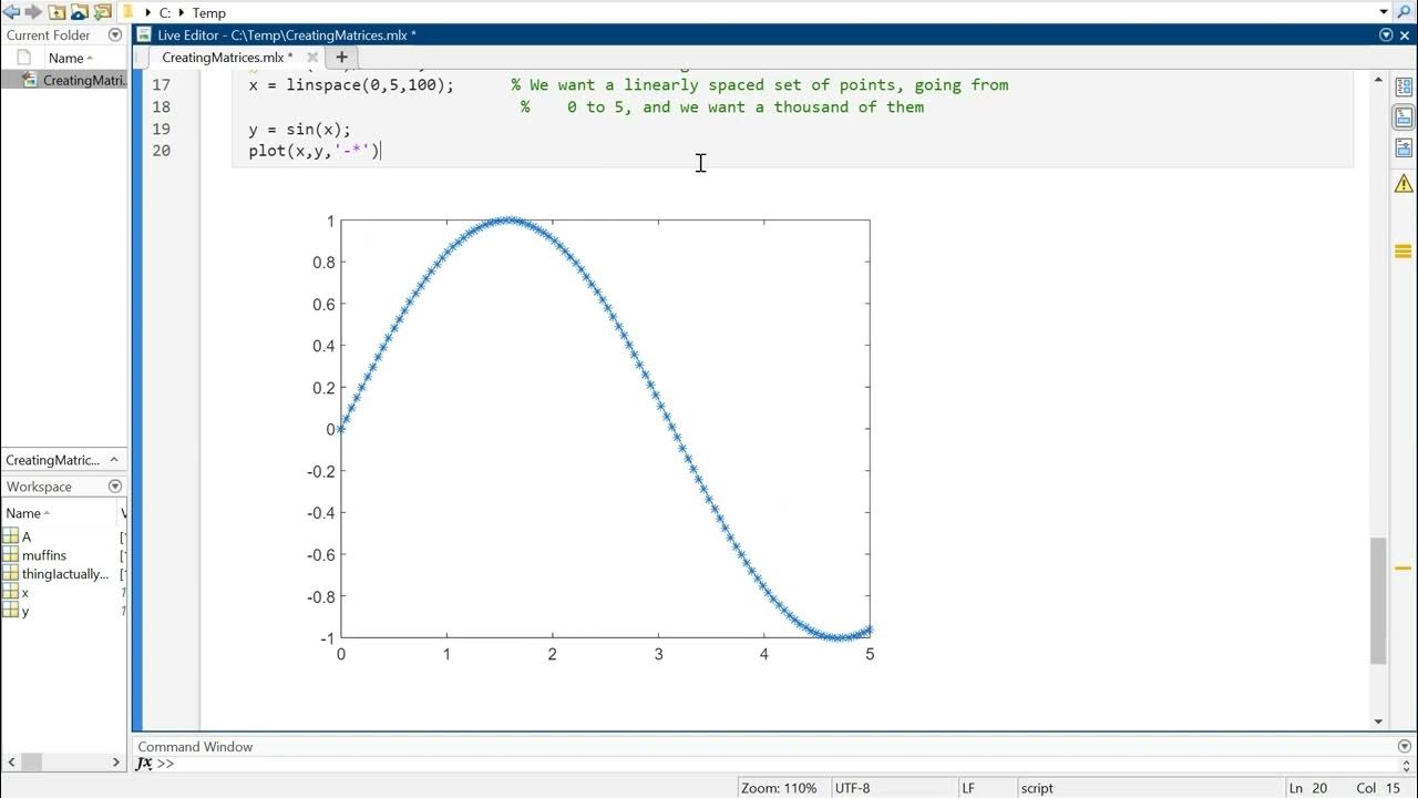 Creating Matrices With Linspace And Logspace In Matlab Youtube
