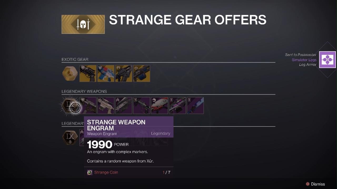 Destiny 2 Xur focusing 99 strange weapons Engrams & rank rewards - YouTube