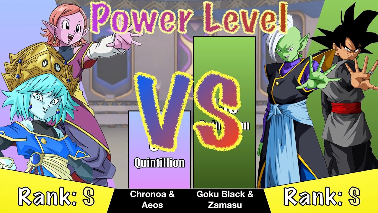 DBS Chronoa & Aeos vs Goku Black & Zamasu Power Level - YouTube