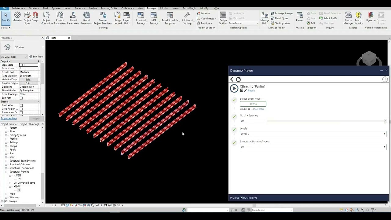 [Dynamo] Revit Example 6 ~ GENERATING HORIZONTOL STRUCTURAL FRAMING PURLINS ON THE ROOF. - YouTube
