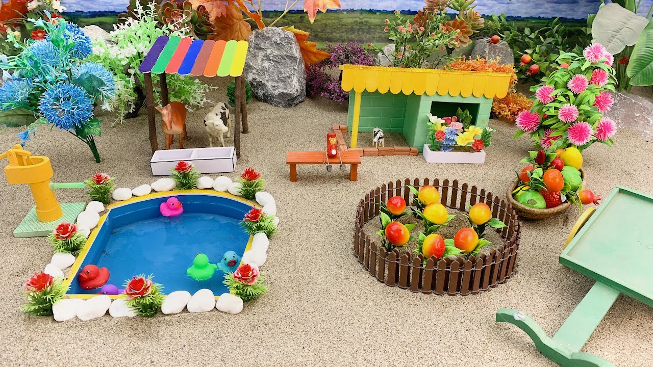 Constructing a Farm with Animal Homes and a Gorgeous Fish Pool - YouTube