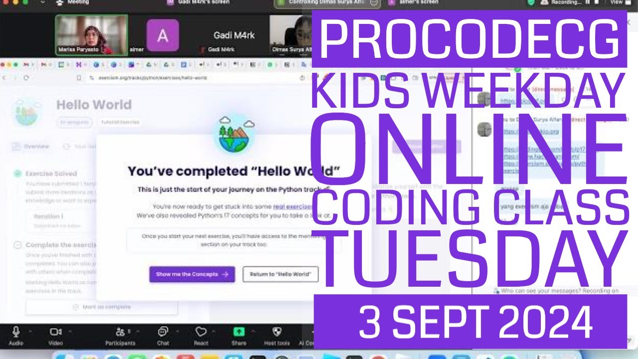 ProCodeCG Kids Weekday Coding Class - Tuesday - 3 Sept 2024 - YouTube