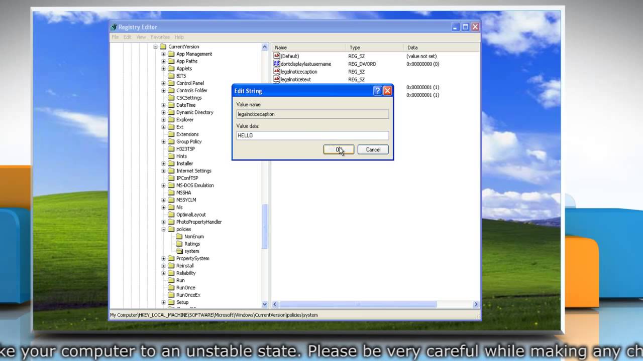 Windows® XP: Create a startup message - YouTube