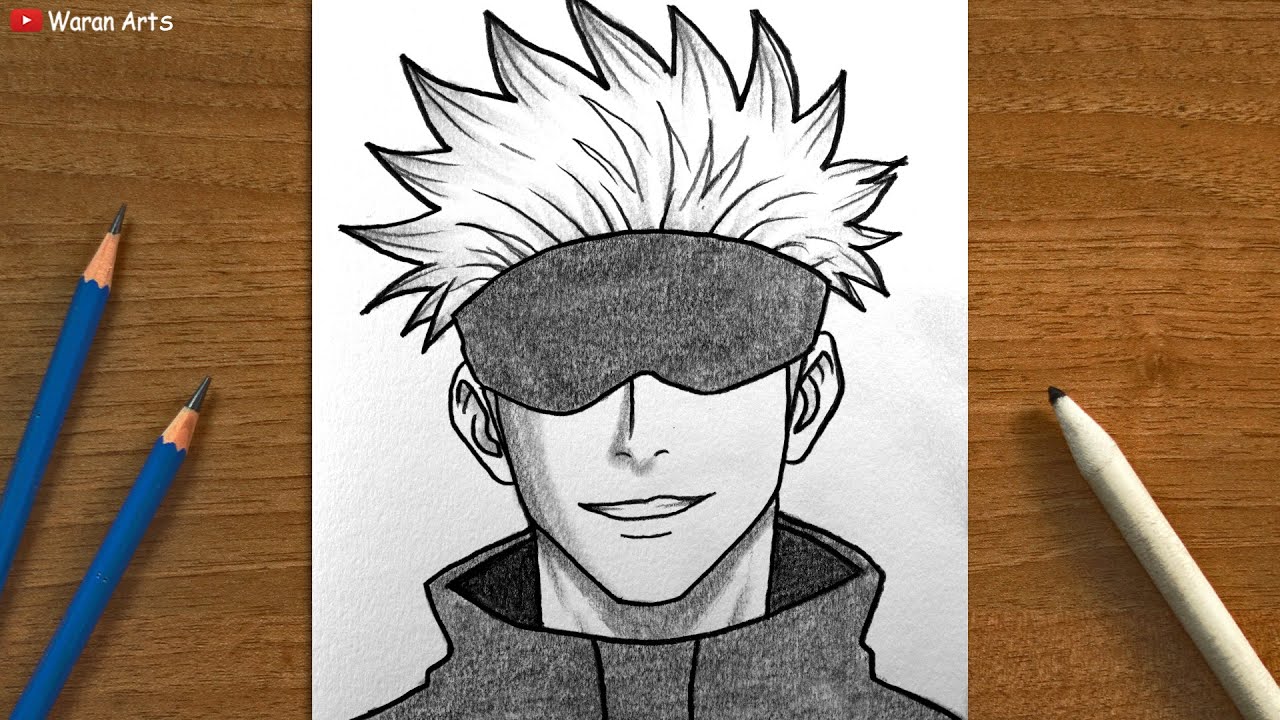Easy Anime Drawing || How to Draw Gojo || Satoru Gojo Drawing Tutorial ...