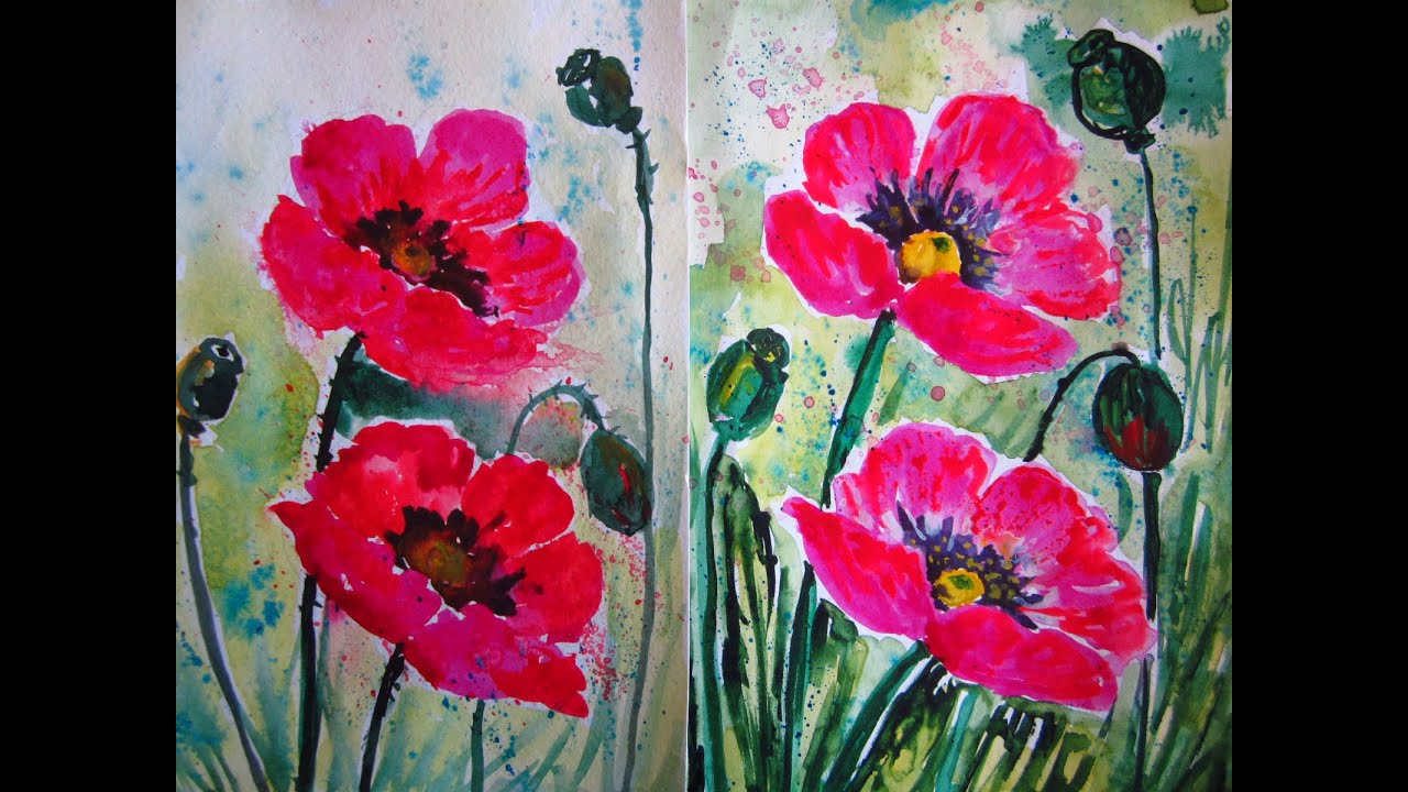 МАКИ // Drawing with colored ink //RELAX - YouTube