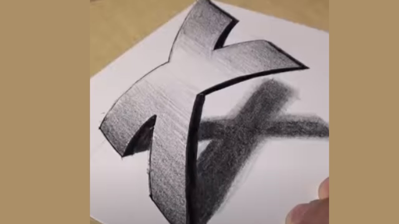 3D LETTER X DRWING USING MARKERS||3D LETTER X DRAWING TUTORIAL - YouTube